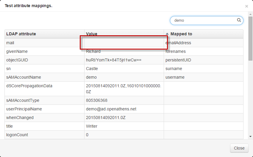 Test attribute mappings